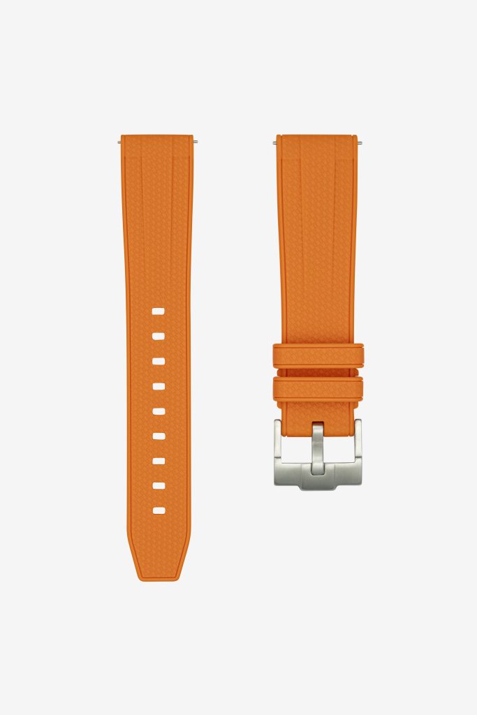 Straight End Rubber Watch Strap 20mm-22mm - Monaco - Orange - Treband
